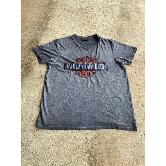 Vintage | Shirts | Vintage Harley Davidson Distressed Embroidered Logo ...